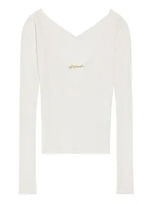 Jacquemus Long Sleeve Scalloped Top Off White