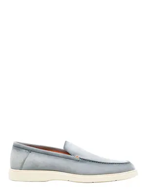 Santoni Almond-toe Suede Loafers - Blue