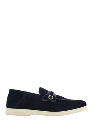 FERRAGAMO Gancini-detailed Suede Loafers - Blue