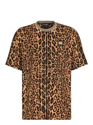 Dolce & Gabbana Leopard-print Cotton T-shirt - Brown