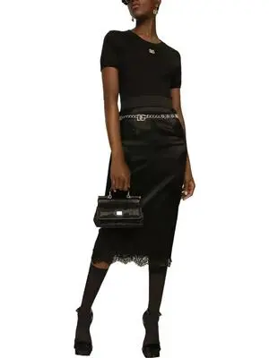 Dolce & Gabbana Satin Midi Skirt - Black