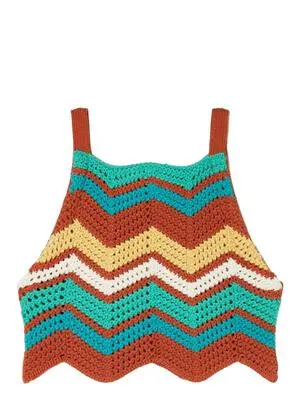 Alanui Kaleidoscopic Chevron Knit Top - Red