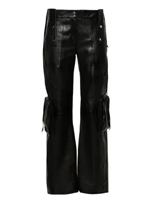 Blumarine Straight-leg Leather Cargo Trousers - Black
