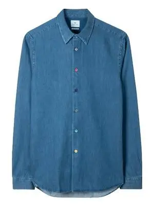 Paul Smith Tailored-fit Mid-wash Denim Shirt - Blue