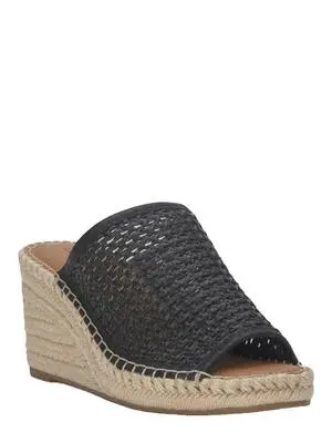 Lucky Brand Cabriah Espadrille Wedge Slides - Black Crochet