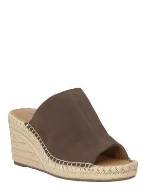 Lucky Brand Cabriah Espadrille Wedge Slides - Cappucino Oil Suede
