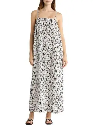 Topshop Floral Embroidered Swing Dress - White Multi
