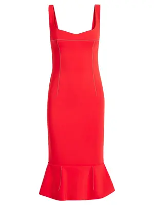 Marni Fluted Cady Midi Dress - Red
