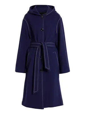 Marni Topstitched Wool-blend Felt Hooded Coat - Navy