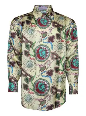 BLUEMARBLE Classic Printed Silk Twill Shirt - Yellow