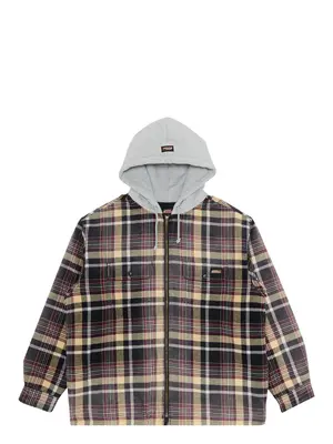 Supreme X Dickies Plaid Hooded Zip Up Shirt - Black
