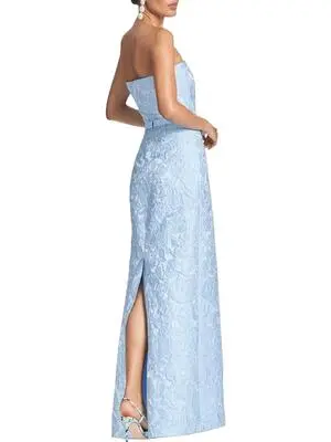 SACHIN BABI Sachin & Babi Strapless Floral Jacquard Gown - Ice Blue