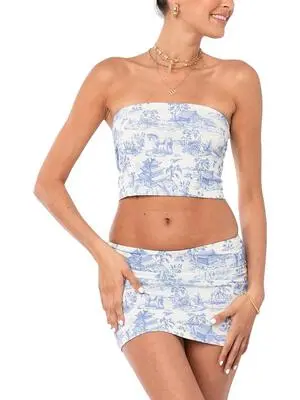 EDIKTED Delft Print Strapless Top - Mix