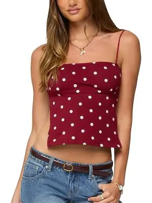 EDIKTED Jinx Open-back Top - Burgundy And Cream