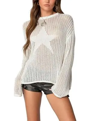 EDIKTED Seeing Stars Oversized Sweater - White
