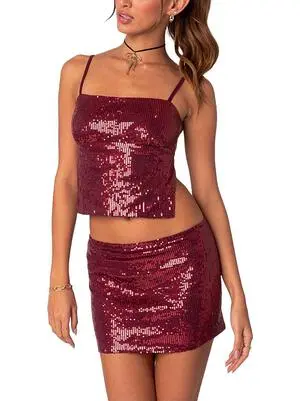 EDIKTED Cosmo Sequin Top With Open Back - Bordu