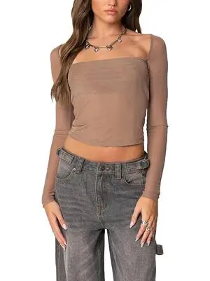 EDIKTED Edikted Marta Mesh Top Brown