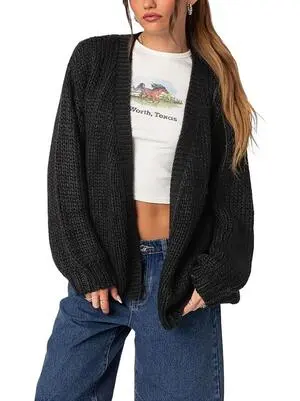 EDIKTED Anina Oversized Knit Cardigan - Black