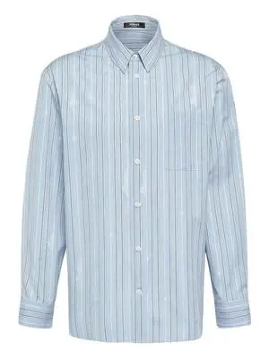 Versace Striped Cotton Poplin Shirt - Blue