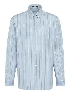 Versace Striped Cotton Poplin Shirt - Blue