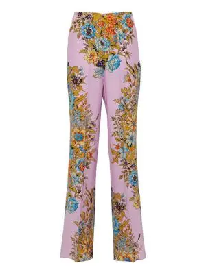 Etro Floral Wide-leg Silk Pants - Pink