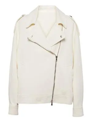 Brunello Cucinelli Cotton And Linen Biker Jacket - White