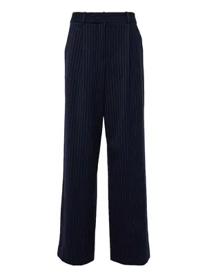 Veronica Beard Heyser Pinstripe Wide-leg Pants - Blue