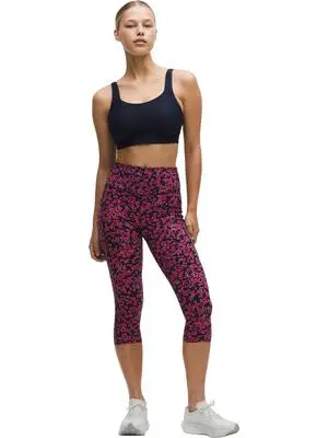 Lululemon Fast And Free High-rise Crop 19 - Floral Polka Red Multi