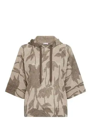 BRUNELLO CUCINELLI Floral-jacquard Hooded Top
