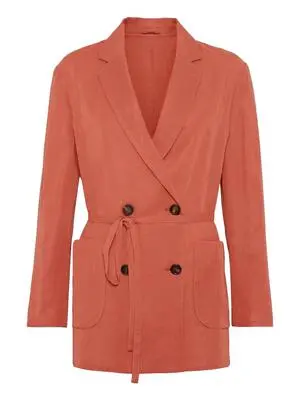 BRUNELLO CUCINELLI Brunello Cucinelli Double-Breasted Cotton Belted Blazer
