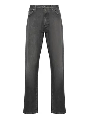 Zegna Slim-cut Logo-patch Jeans - Grey