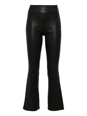 ARMA Flared Cropped Leather Trousers - Black