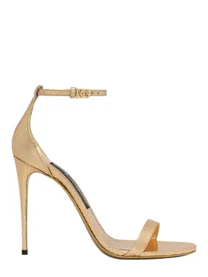 Dolce & Gabbana 105mm Keira Leather Sandals - Gold