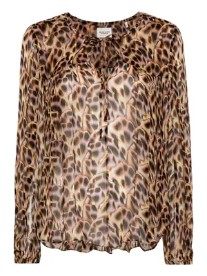 MARANT ETOILE MARANT ÉTOILE Daytonea Abstract-print Crepe Blouse Neutrals