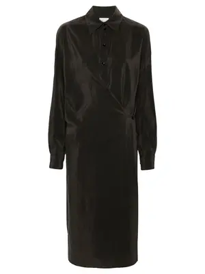 LEMAIRE Asymmetric Midi Shirtdress - Brown