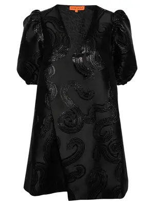 Stine Goya Brethel Swirl-jacquard Minidress - Black