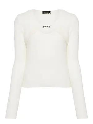 TOUT A COUP Layered Buckle-detail Jumper - White
