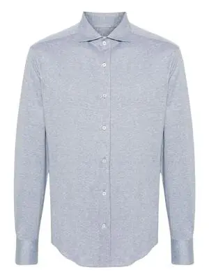 Brunello Cucinelli Mélange Ribbed Shirt - Blue