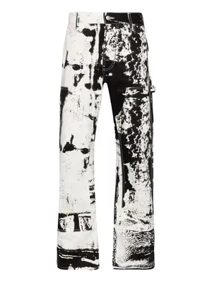 Alexander McQueen Fold-print Cropped Jeans - White