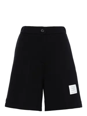 Thom Browne Name-tag Ribbed Knit Shorts - Blue