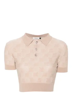 MISBHV Monogram-jacquard Cropped Polo Shirt - Neutrals