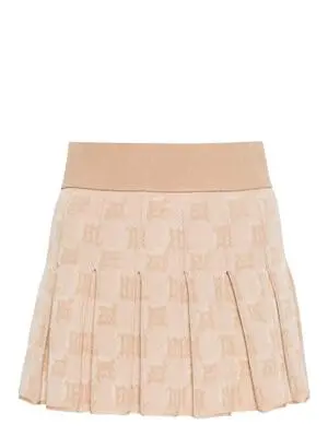 MISBHV Monogram-jacquard Pleated Mini Skirt - Neutrals