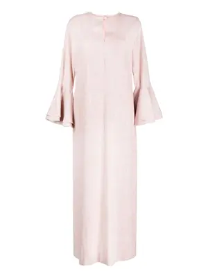 BAMBAH Linen Ruffled Kaftan Dress - Pink