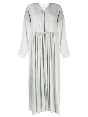 BAMBAH Embroidered Pleated Kaftan Dress - Grey