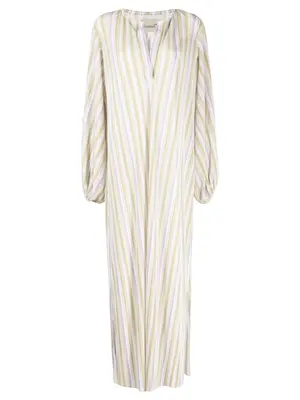 BAMBAH Striped Plissé Kaftan - Green