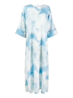 BAMBAH Cloud-print Jacquard Kaftan Dress - Blue