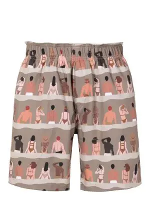 AMIR SLAMA Graphic-print Shorts - Brown