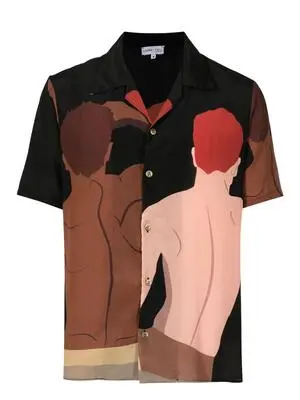AMIR SLAMA Graphic-print Short-sleeved Shirt - Brown