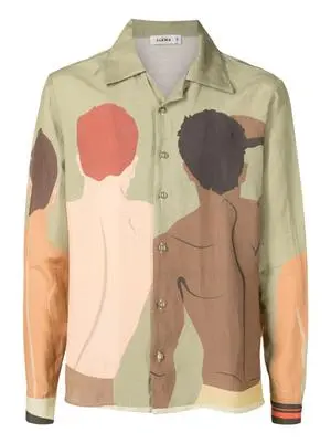 AMIR SLAMA Graphic-print Long-sleeved Shirt - Green