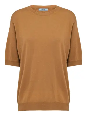 PRADA Prada Triangle-Logo Cashmere Top